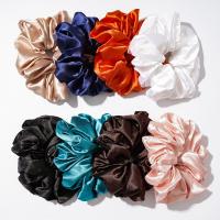 China Oversized Silk Satin Scrunchie Hair Ties 15cm Black Red for Thick Hair for sale