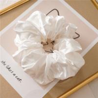 China Oversized Silk Satin Scrunchie Hair Ties 15cm Black Red for Thick Hair for sale