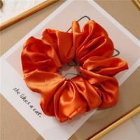 China Oversized Silk Satin Scrunchie Hair Ties 15cm Black Red for Thick Hair for sale
