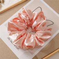 China Oversized Silk Satin Scrunchie Hair Ties 15cm Black Red for Thick Hair for sale