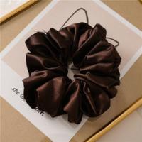 China Oversized Silk Satin Scrunchie Hair Ties 15cm Black Red for Thick Hair for sale