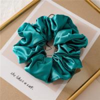 China Oversized Silk Satin Scrunchie Hair Ties 15cm Black Red for Thick Hair for sale