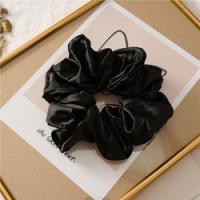 China Oversized Silk Satin Scrunchie Hair Ties 15cm Black Red for Thick Hair for sale