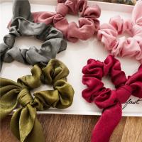 China Rabbit Ear Scrunchie Hair Tie Headband Elastic Ribbon Hair Loop Solid Color for sale