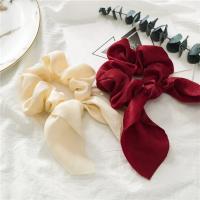 China Rabbit Ear Scrunchie Hair Tie Headband Elastic Ribbon Hair Loop Solid Color for sale
