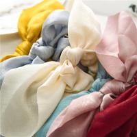 China Rabbit Ear Scrunchie Hair Tie Headband Elastic Ribbon Hair Loop Solid Color for sale