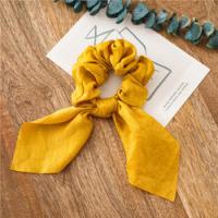 China Rabbit Ear Scrunchie Hair Tie Headband Elastic Ribbon Hair Loop Solid Color for sale