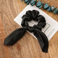 China Rabbit Ear Scrunchie Hair Tie Headband Elastic Ribbon Hair Loop Solid Color for sale
