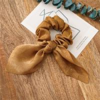 China Rabbit Ear Scrunchie Hair Tie Headband Elastic Ribbon Hair Loop Solid Color for sale