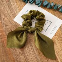 China Rabbit Ear Scrunchie Hair Tie Headband Elastic Ribbon Hair Loop Solid Color for sale