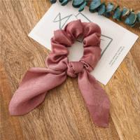 China Rabbit Ear Scrunchie Hair Tie Headband Elastic Ribbon Hair Loop Solid Color for sale