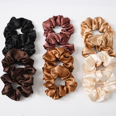 China Custom Logo Satin Silk Hair Scrunchies Large Elastic Hair Ties 10.5cm Bulk for sale