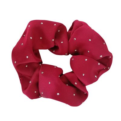 China Wholesale Satin Hair Scrunchies Imitated Silk Shine Rhinestone 10cm 8.5g for sale