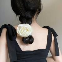 China Fabric Hair Scrunchies Rose Shape Solid Color Stretchy Silk Hair Ties for Women Girls 100 Pcs MOQ for sale