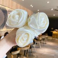 China Fabric Hair Scrunchies Rose Shape Solid Color Stretchy Silk Hair Ties for Women Girls 100 Pcs MOQ for sale
