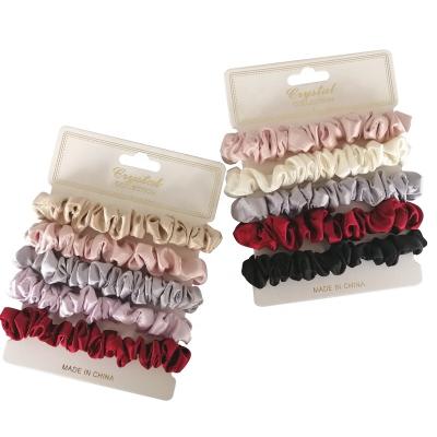China 5 Pcs Set Satin Hair Scrunchies Elastic Hair Ties for Thick Hair Diameter 6.5cm OEM for sale