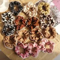 China Pearl Lace Fabric Hair Scrunchies Elastic Rubber Band Hair Ties 10cm 12g for Women Girls for sale