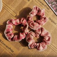China Pearl Lace Fabric Hair Scrunchies Elastic Rubber Band Hair Ties 10cm 12g for Women Girls for sale