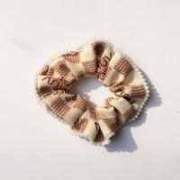 China Pearl Lace Fabric Hair Scrunchies Elastic Rubber Band Hair Ties 10cm 12g for Women Girls for sale