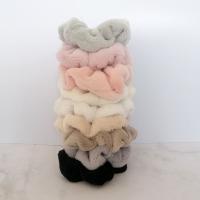 China Plain White Faux Fur Hair Scrunchies 10.5cm Soft Plush Hair Ring for Women Winter Warm for sale