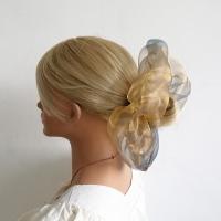 China Wholesale Custom Fabric Hair Scrunchies 26cm Large Organza Hair Ties for Women Girls for sale