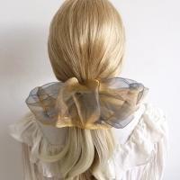 China Wholesale Custom Fabric Hair Scrunchies 26cm Large Organza Hair Ties for Women Girls for sale