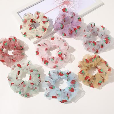 China Embroidered Oversize Hair Scrunchies 14cm 12cm Mesh Cloth Soft Elastic Hair Ties for sale