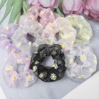 China Embroidered Oversize Hair Scrunchies 14cm 12cm Mesh Cloth Soft Elastic Hair Ties for sale