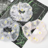 China Embroidered Oversize Hair Scrunchies 14cm 12cm Mesh Cloth Soft Elastic Hair Ties for sale