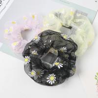 China Embroidered Oversize Hair Scrunchies 14cm 12cm Mesh Cloth Soft Elastic Hair Ties for sale
