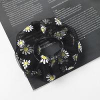 China Embroidered Oversize Hair Scrunchies 14cm 12cm Mesh Cloth Soft Elastic Hair Ties for sale