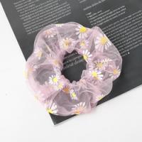 China Embroidered Oversize Hair Scrunchies 14cm 12cm Mesh Cloth Soft Elastic Hair Ties for sale