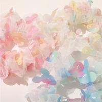 China Wholesale Girls Organza Scrunchie Hair Ties 11cm Cute Pink Lace Flower Elastic Ponytail Holders 4g for sale