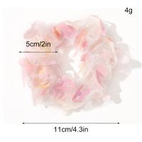 China Wholesale Girls Organza Scrunchie Hair Ties 11cm Cute Pink Lace Flower Elastic Ponytail Holders 4g for sale