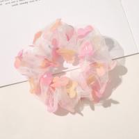 China Wholesale Girls Organza Scrunchie Hair Ties 11cm Cute Pink Lace Flower Elastic Ponytail Holders 4g for sale