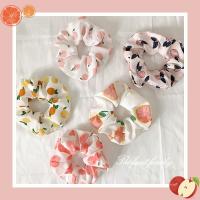 China Oversized Chiffon Hair Scrunchies Lemon Printed Fruit Elastic Hair Ties 500pcs MOQ for sale