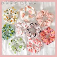 China Oversized Chiffon Hair Scrunchies Lemon Printed Fruit Elastic Hair Ties 500pcs MOQ for sale