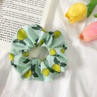 China Oversized Chiffon Hair Scrunchies Lemon Printed Fruit Elastic Hair Ties 500pcs MOQ for sale