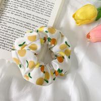 China Oversized Chiffon Hair Scrunchies Lemon Printed Fruit Elastic Hair Ties 500pcs MOQ for sale