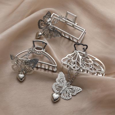 China Alloy Butterfly Hair Claw Clip 10cm French Pendant Elegant Shark Hair Accessories for Women for sale