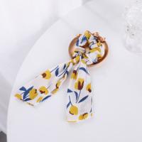 China Pure Silk Hair Scrunchies 14x23cm Retro Hair Ties Rubber Band Floral Ribbon for Women for sale