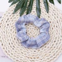 China Baby Blue Stretchy Hair Tie Coil Elastics Plateaued Scrunchie High Stretch Cute 4.13in for sale