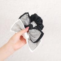 China Luxury Rhinestone Satin Hair Scrunchies for Curly Hair Large Bow Elastic Bands 2000 Pcs MOQ for sale