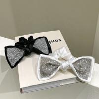 China Luxury Rhinestone Satin Hair Scrunchies for Curly Hair Large Bow Elastic Bands 2000 Pcs MOQ for sale