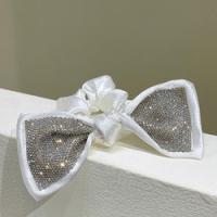 China Luxury Rhinestone Satin Hair Scrunchies for Curly Hair Large Bow Elastic Bands 2000 Pcs MOQ for sale