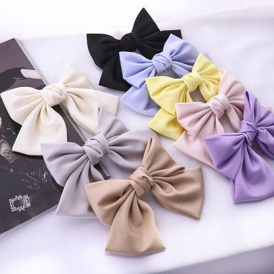 China Satin Fabric Large Butterfly Hair Clips 13cm 14cm Women Girls Fashion Hair Accessories for sale