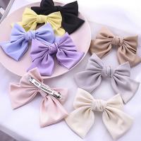 China Satin Fabric Large Butterfly Hair Clips 13cm 14cm Women Girls Fashion Hair Accessories for sale