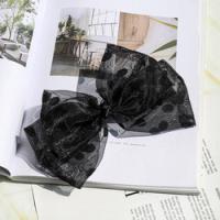 China Korean Style Big Bow Hair Clip 18cm Women Girls Fabric Butterfly Barrettes Spring Clip Hairpin for sale