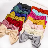 China Wholesale Satin Silk Big Hair Bow Clip 21cmx13cm Women Girls Hair Accessories Handmade for sale