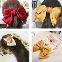 China Wholesale Satin Silk Big Hair Bow Clip 21cmx13cm Women Girls Hair Accessories Handmade for sale